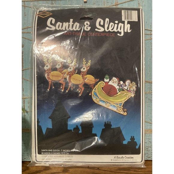 Beistle | Holiday | Vtg 979 Beistle Santa Sleigh Art Tissue Centerpiece ...